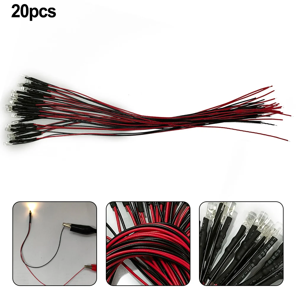 20pcs-Pre-Wired-3mm-Warm-White-Led-Lamp-Light-Set-12V-18V-For-Train ...