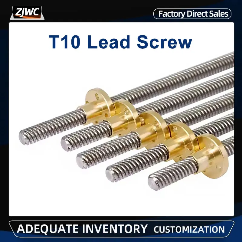 T10 Lead Screw 300mm 350mm 400mm 450mm 500mm 600mm 3D Printer Parts OD ...