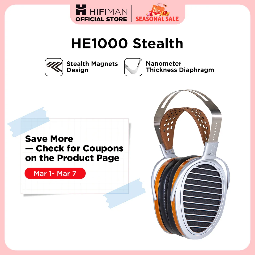 HIFIMAN HE1000 Stealth Magnet Planar Magnetic Full-Size Over-Ear Open ...