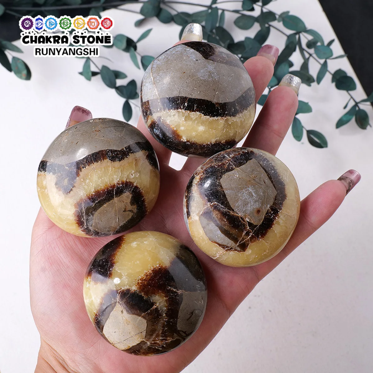 1PC-Natural-Gemstone-Septarium-Palm-Stone-Yoga-Meditation-Stone-Flower ...