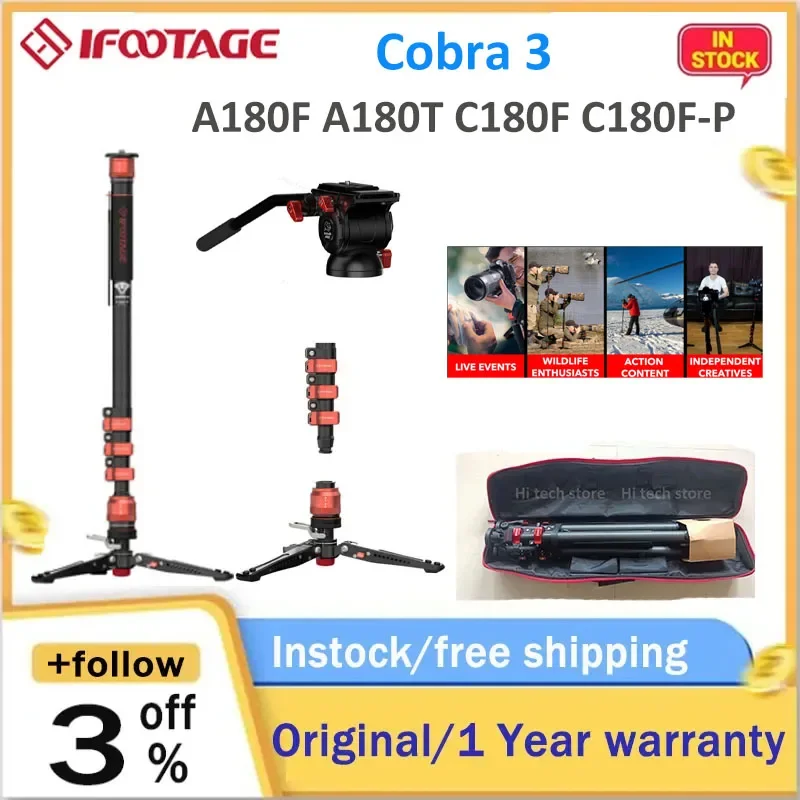 iFootage-Cobra-3-III-CB3-C180F-P-Carbon-Fiber-Monopod-with-Pedal ...