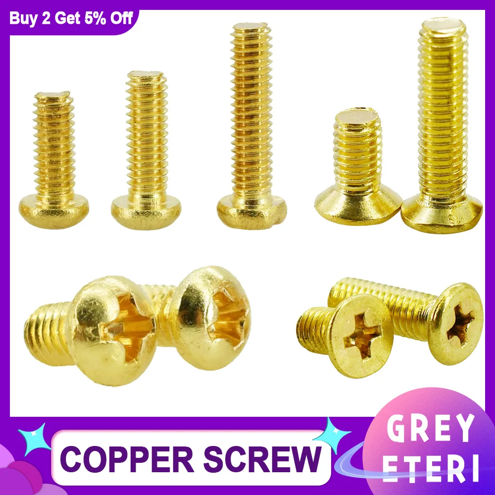 Brass-Phillips-Screw-Metric-Threaded-Bolts-Cross-Pan-Screws-Countersunk ...