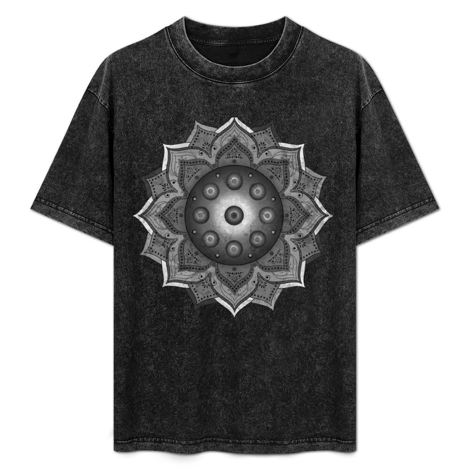 Handpan-Hang-Drum-Mandala-solo-black-grey-white-T-Shirt-plus-size ...