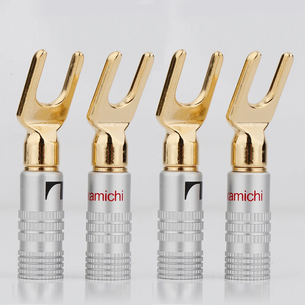 8PCS SY1522 Nakamichi 24k Gold Plated Y Spade Plug Fork Connector ...