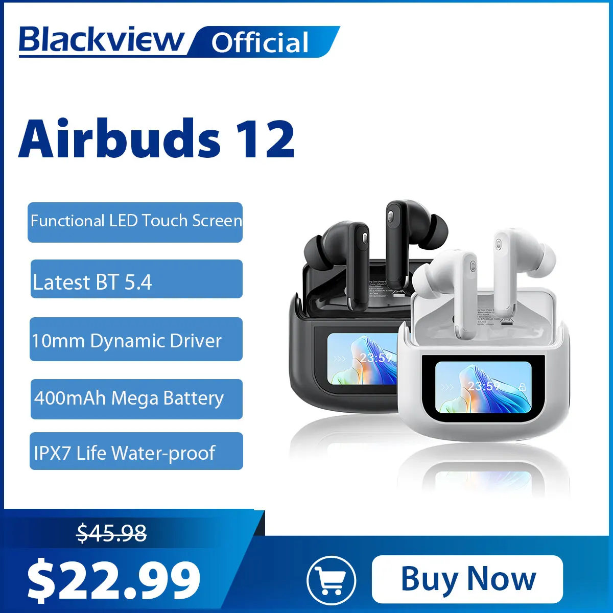 Blackview Airbuds 12 Headset In-Ear Wireless Touch Screen Headphones ...