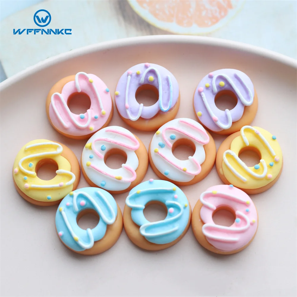 WFFNNKC 10Pcs Resin Cartoon Doughnut Ornaments Phone Case Patch Jewelry ...