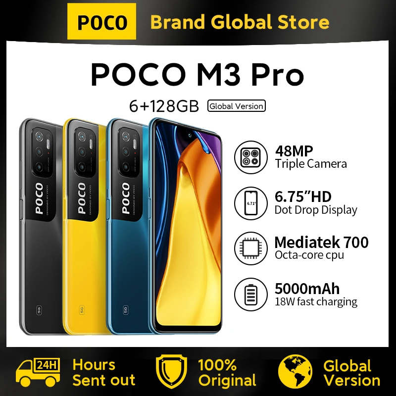 POCO M3 Pro 5G 4+64/6+128 Global Version Smartphone NFC Dimensity 700 ...