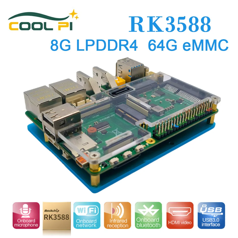 COOL Pi CM5 Rockchip RK3588 8 Core Single Board Computer 8GB LPDDR4 ...