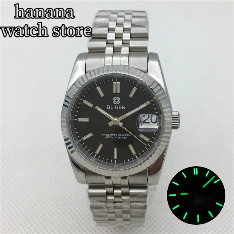 BLIGER-36mm-39mm-Men-s-automatic-watch-NH35-Movementwith-grooved-bezel ...