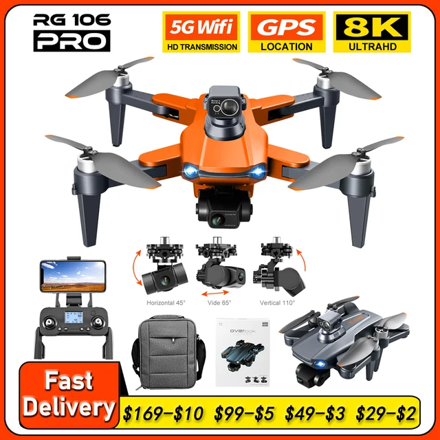 GPS Drone RG106 6K HD Camera 3-Axis Gimbal Anti-Shake Aerial ...