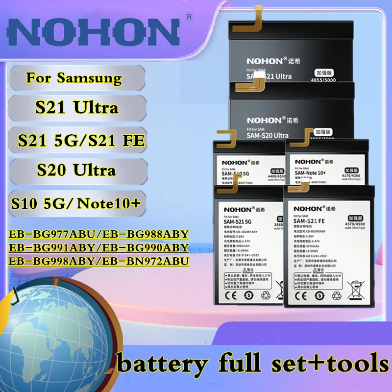 Nohon-Battery-for-Samsung-Galaxy-S21Ultra-Note10-S10-5G-S20Ultra-S21-5G ...