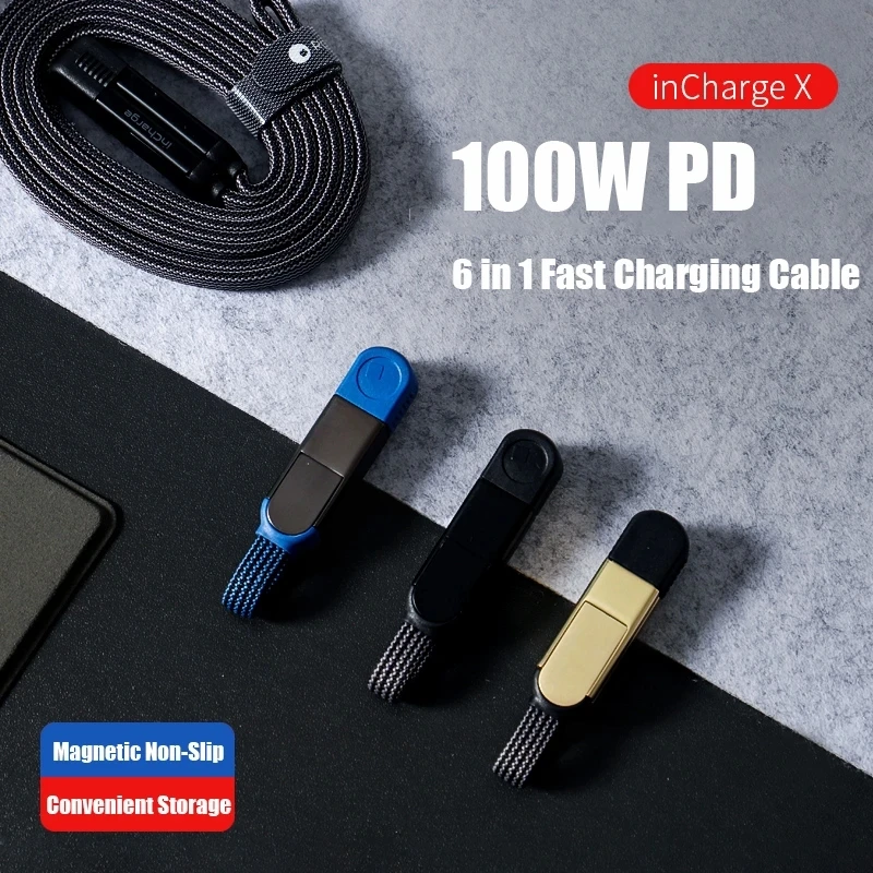NEW incharge X Cables Adapter PD 100W 6 in1 Data Power Portable Keyring ...