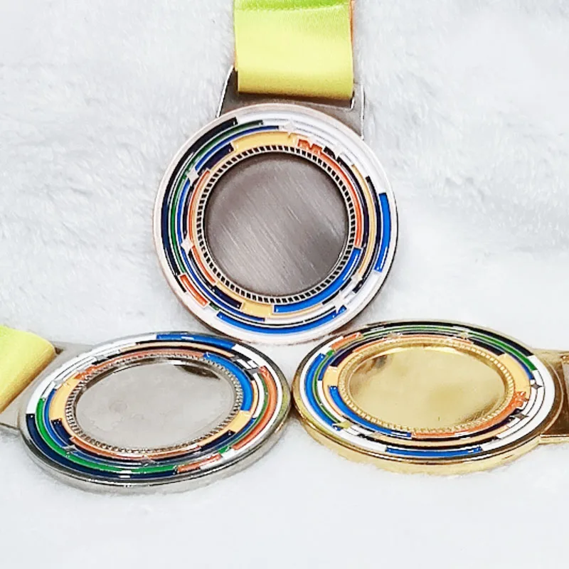 Blank Medals Colour Medal with Color Ribbon6.5mm Gold Silver Copper ...