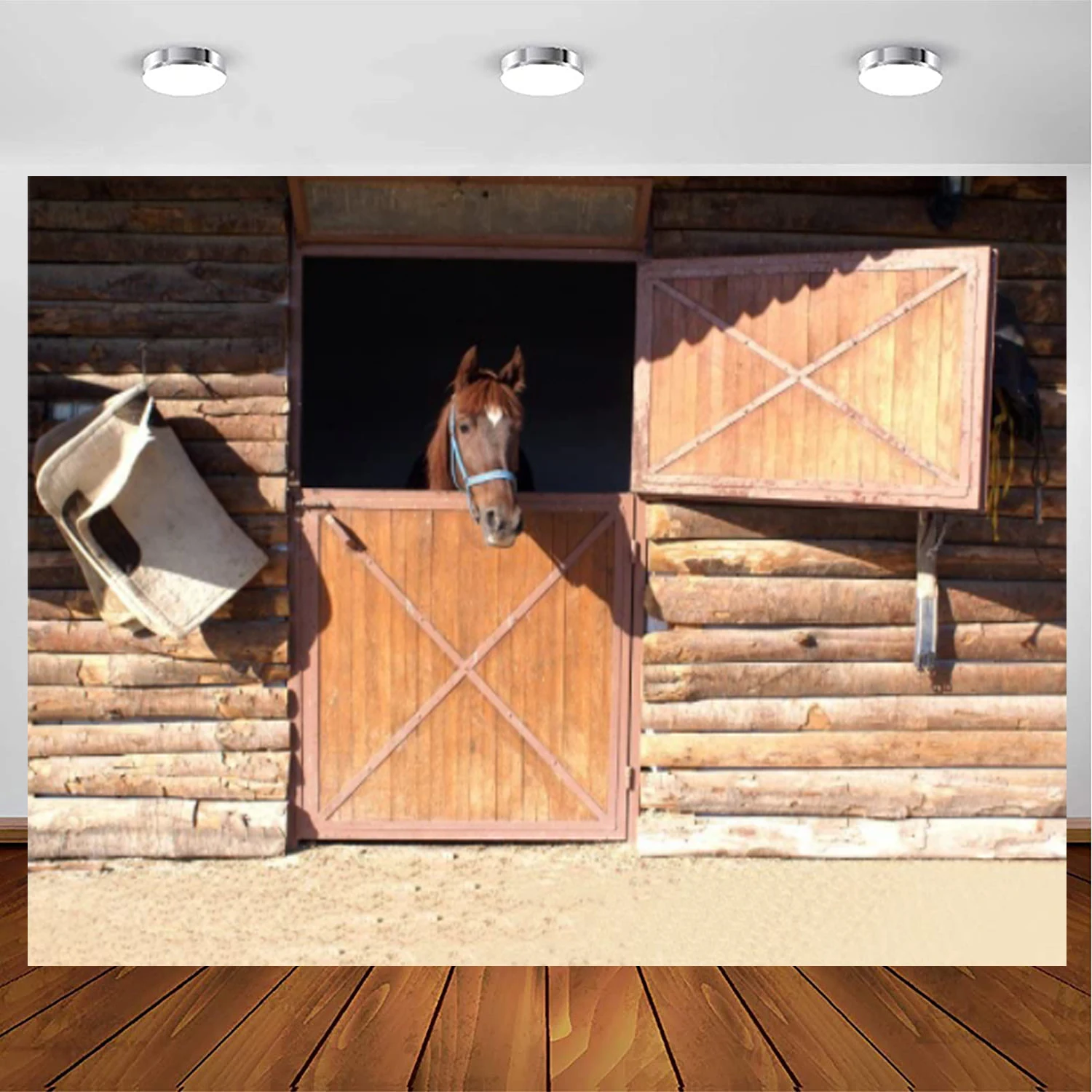 Barn Horse Photography Backdrop Western Cowboy Theme Vintage Farm Wood ...