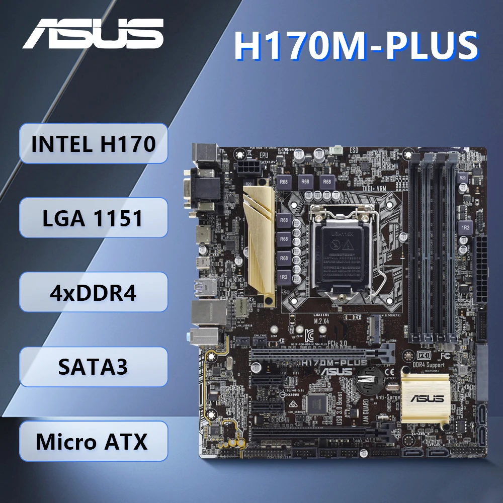 ASUS-H170M-PLUS-Motherboard-100-testado-Suporte-Core-i7-7700K-PCI-E3-0 ...
