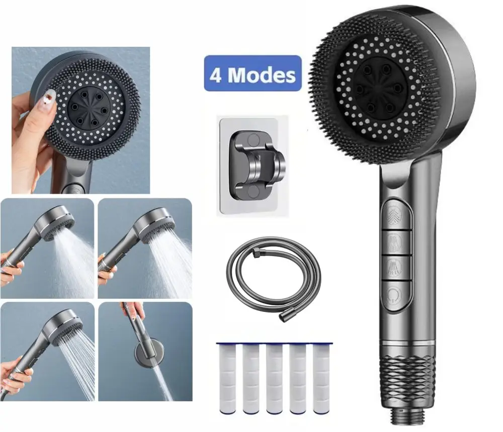 High Pressure Multi-Function Shower Head with Water-Saving Stop ...