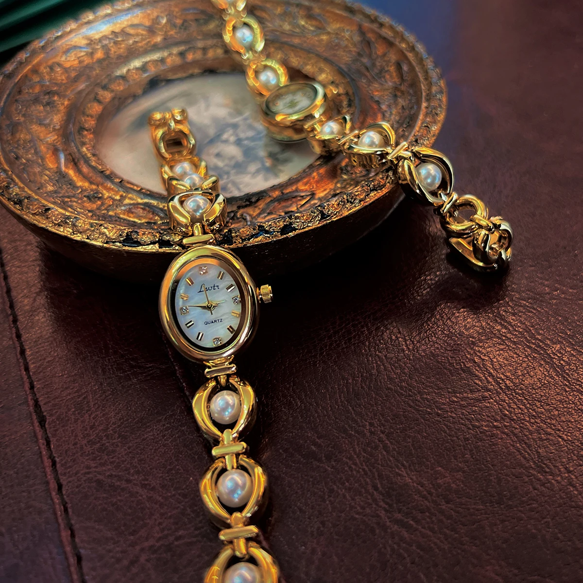 1pc-French-Fashionable-Elegant-Ladies-Pearl-Strap-30m-Waterproof-Oval ...