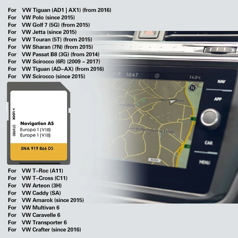 NEW-For-VW-Discover-Media-Navigation-AS-V17-V18-Map-UK-Europe-2023-Sat ...