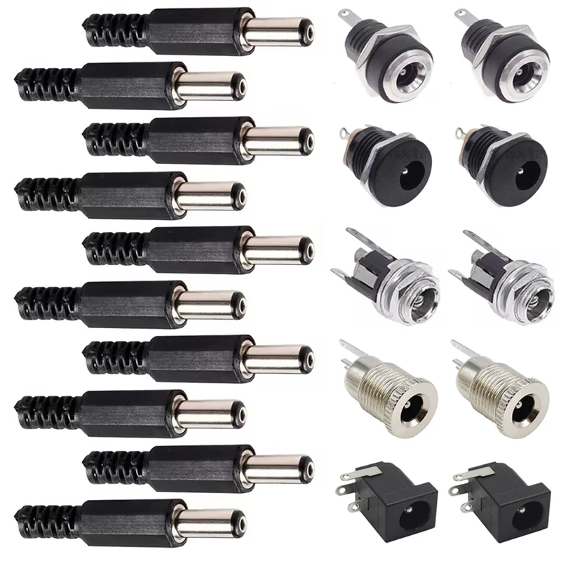 10Pairs DC Power Supply Jack Socket Female Panel Mount Connector 3-Pin ...