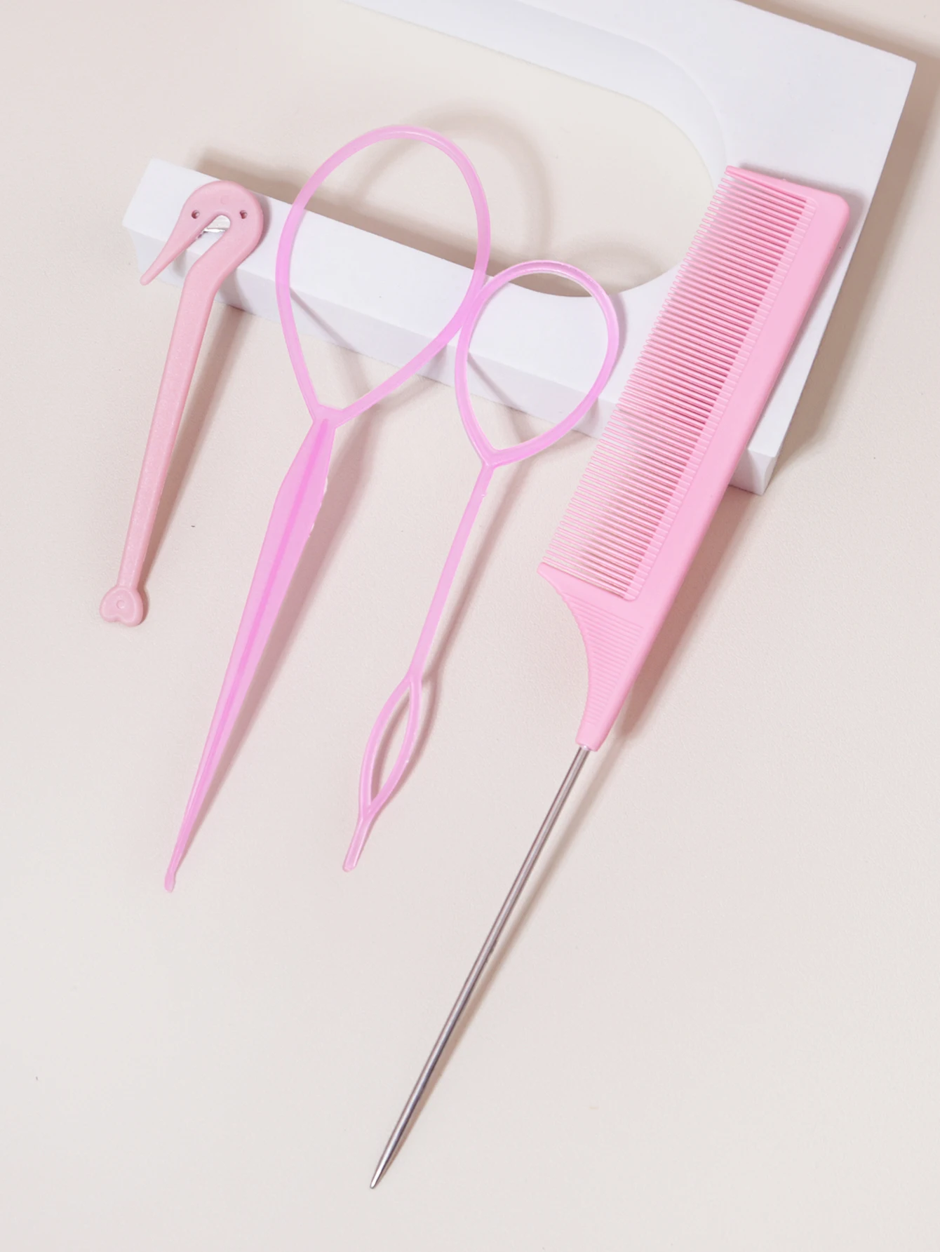 4-piece-set-hair-ring-tool-rubber-band-cutter-mouse-tail-comb-hair-tail ...