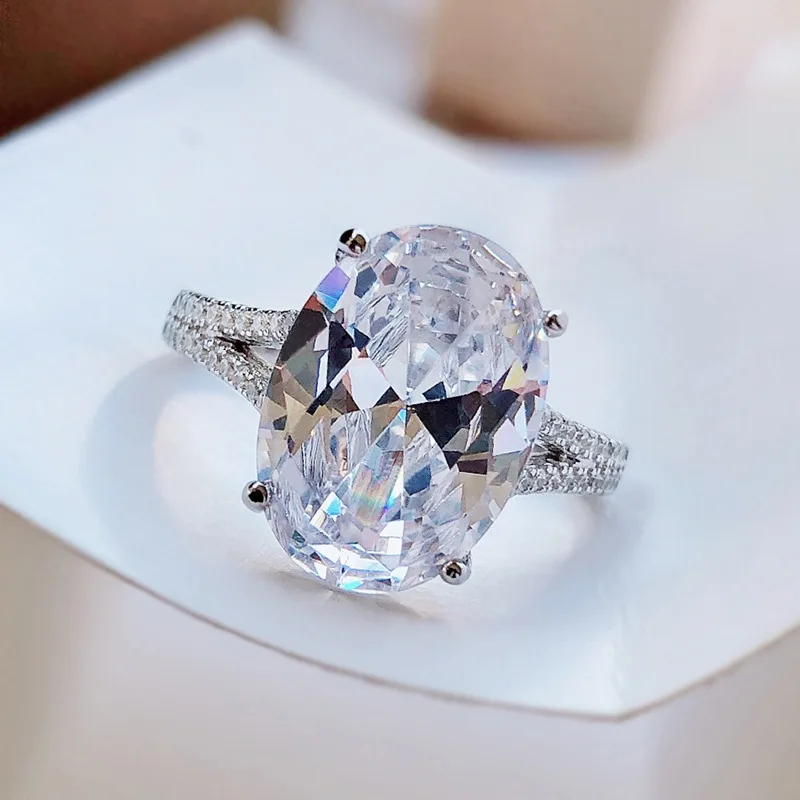 8 Ct D Color Oval Moissanite Diamond Engagement Wedding Ring 925 ...