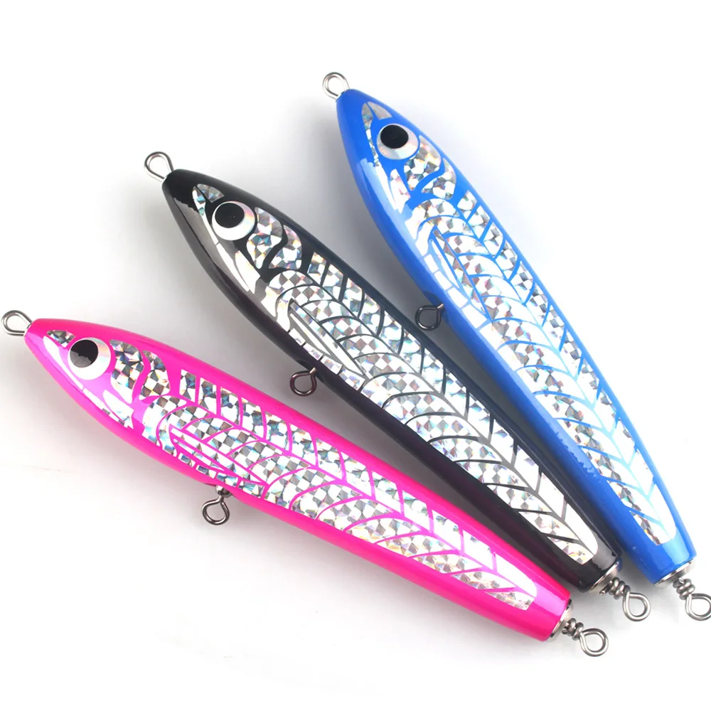 65g-90g-Fishing-Lures-Popper-Wooden-Trolling-Big-Game-Topwater-Surface-Popping-Pencil-Bait-Deep ...