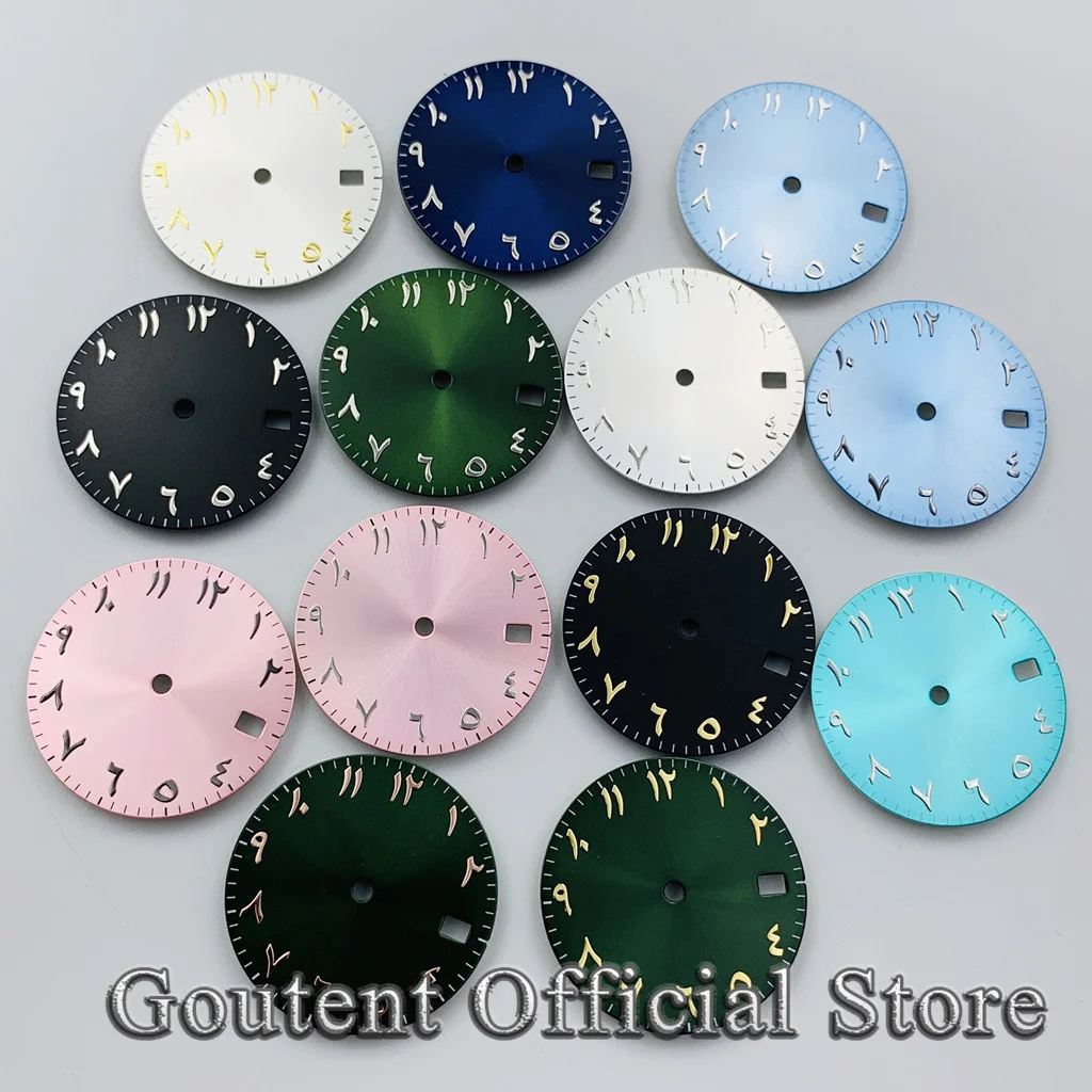 Goutent-28-5mm-Roman-Numeral-Black-Blue-Green-Watch-Dial-Fit-NH35 ...