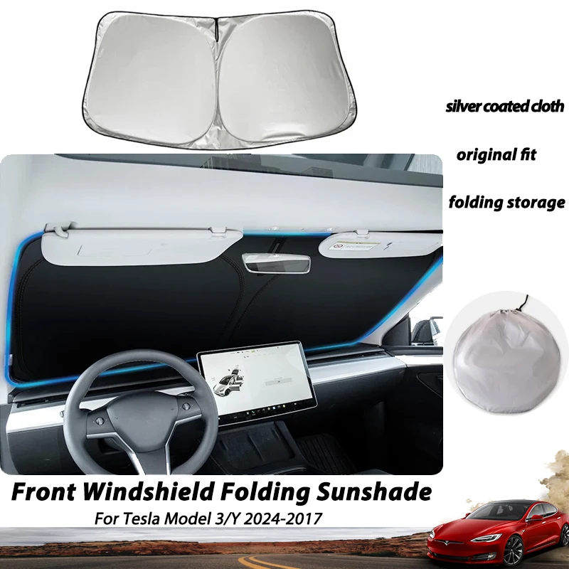 Windshield-Sunshade-for-Tesla-Model-3-Highland-Model-Y-2017-2024-Sun ...