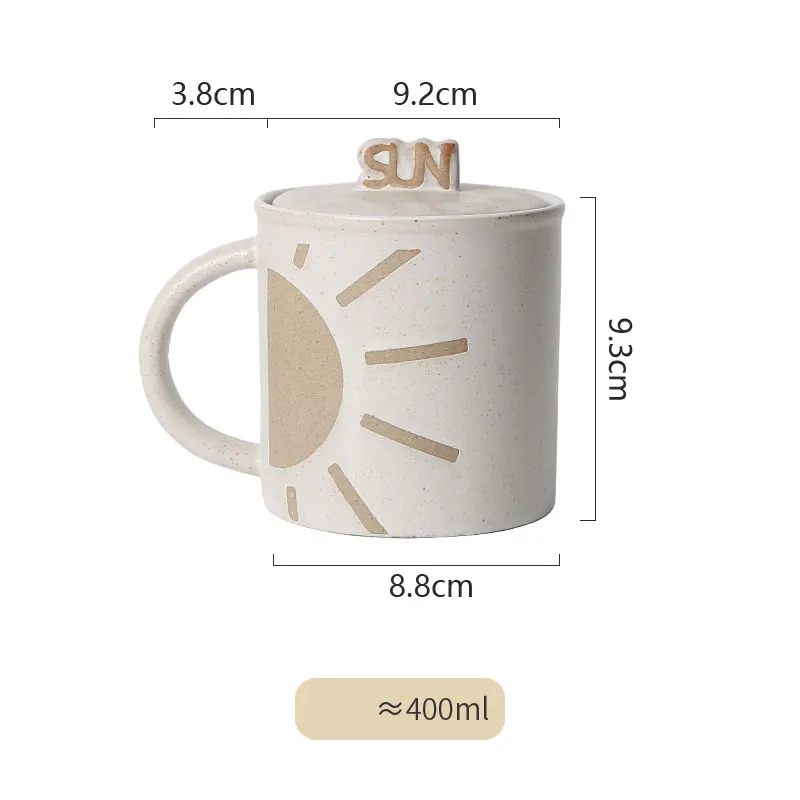 Japanese Vintage Pottery Sun Moon Couple Mugs With Lids, 58% OFF