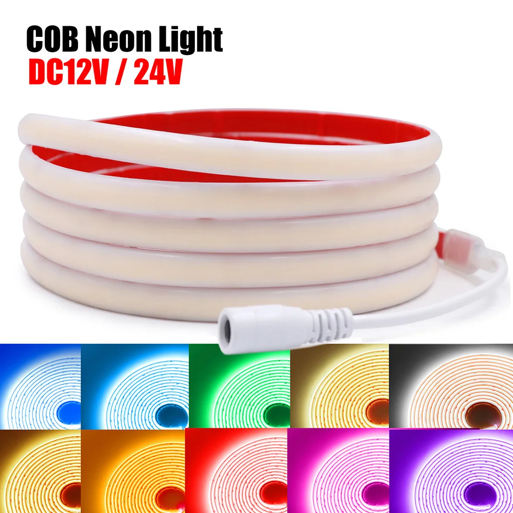 IP68-Waterproof-COB-LED-Neon-Strip-Light-12V-24V-with-DC-Plug-320-LEDs ...