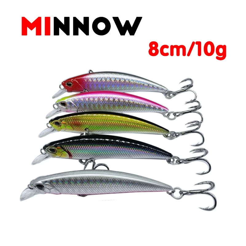 1PCS Sinking Minnow Fishing Lure 80mm 10g Artificial Bait Hard Wobblers Pesca Plastic Crankbait ...