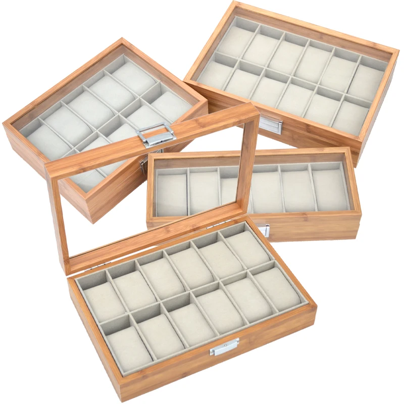 Watch-Stroage-Boxes-New-Bamboo-Wooden-3-6-10-12-Girds-Watch-Case ...