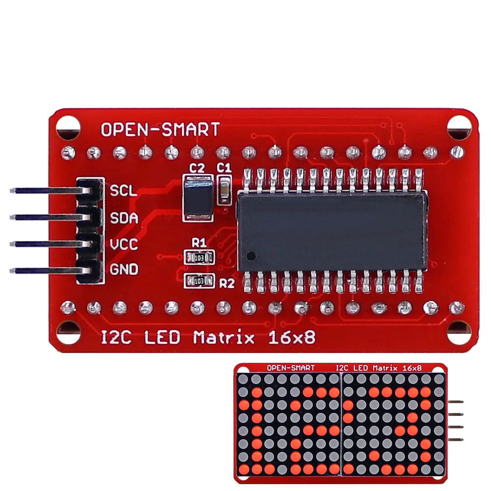 Купить с кэшбэком OPEN SMART 0.8" Inch 16x8 I2C LED Dot Matrix Display ...