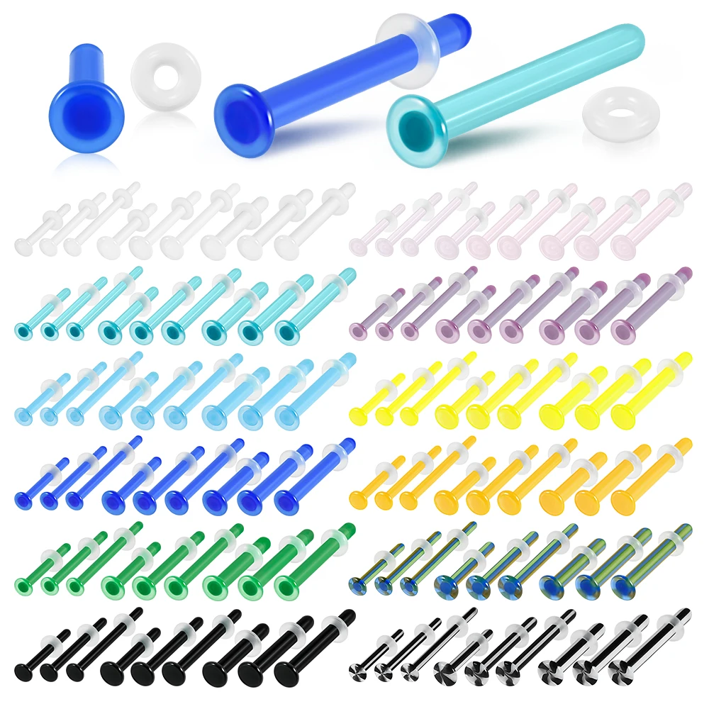 1PC Glass Nose Stud Polychrom Glass Straight Nose Ring Retainer Holder ...