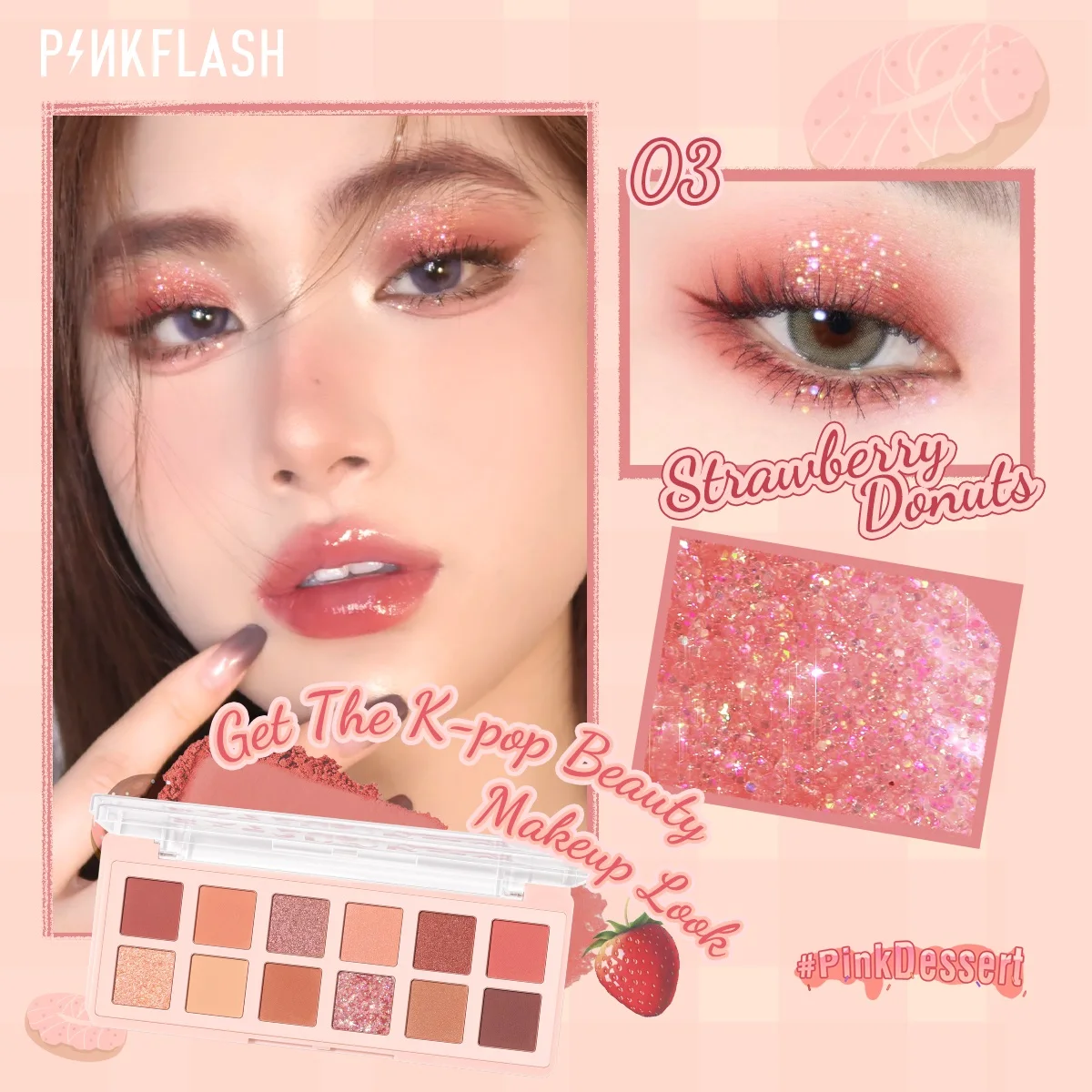PINKFLASH-PinkDessert-Palette-di-ombretti-a-12-colori-polvere-liscia-ad ...