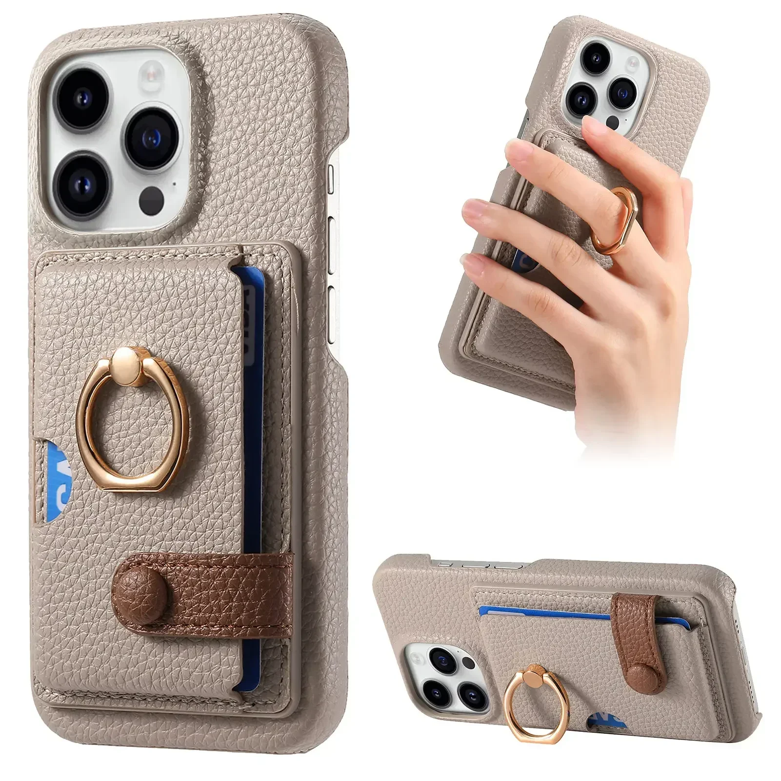 Leather Ring Support Phone Case for IPhone 16E 16 15 14 13 12 11 Pro ...