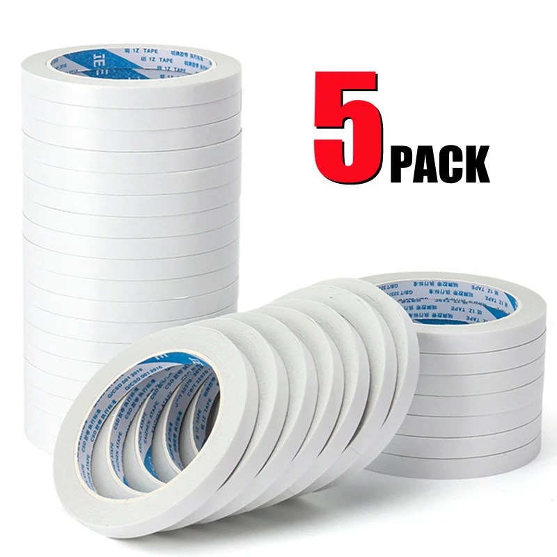 5 Rolls Double Sided Adhesive Tape 6mm 8m Strong Glue Paper Made Tapes ...