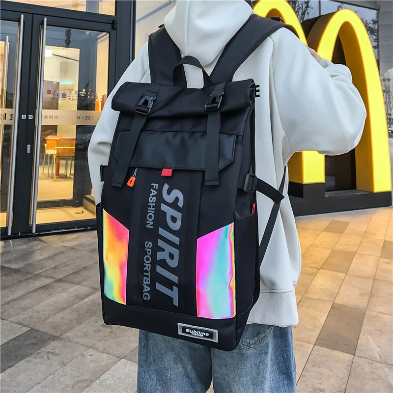 High-Quality-Techwear-Hip-Hop-Colorful-Reflective-Casual-Backpack ...