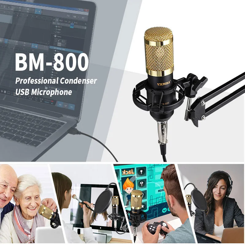 A-Set-Microphone-Kits-With-Live-Sound-Card-Optional-Shock-Mount-And-Pop ...