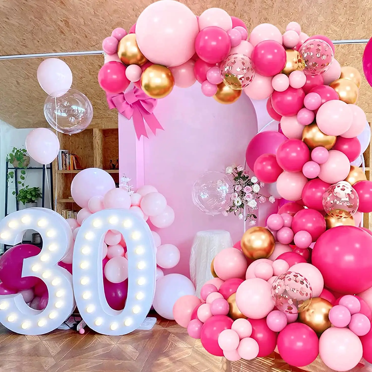 Hot-Pink-Gold-Balloon-Arch-Kit-Pink-Rose-Balloons-Garland-for-Girls ...
