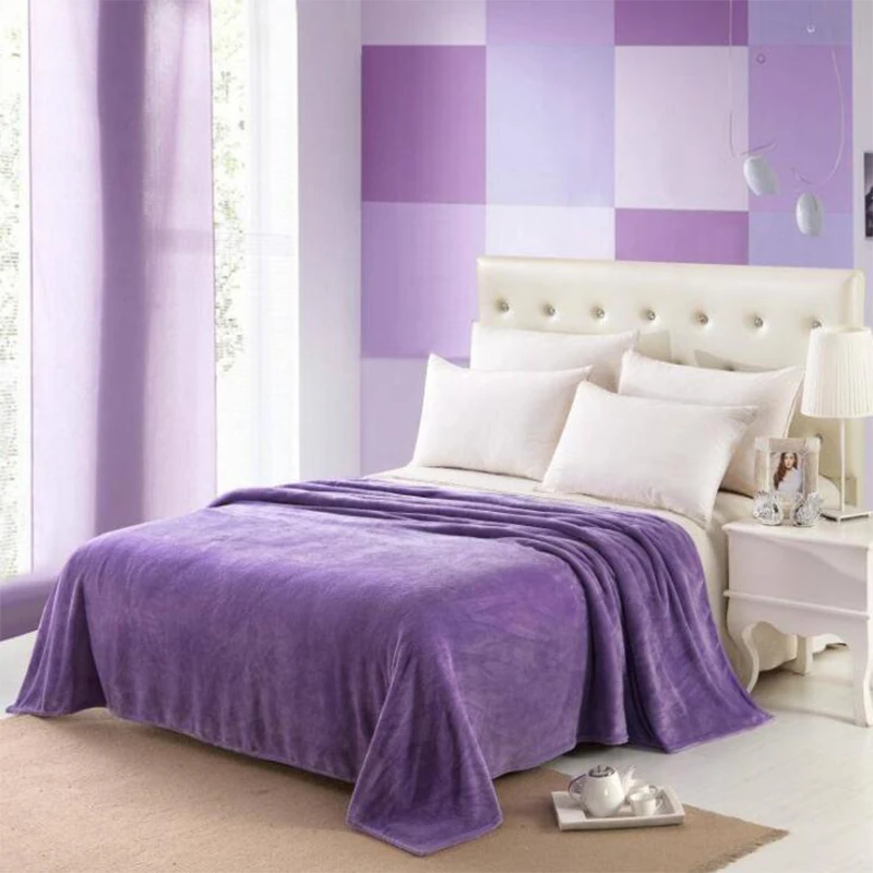 Manta-de-lana-Coral-manta-de-Franela-suave-de-Color-s-lido-sala-de ...