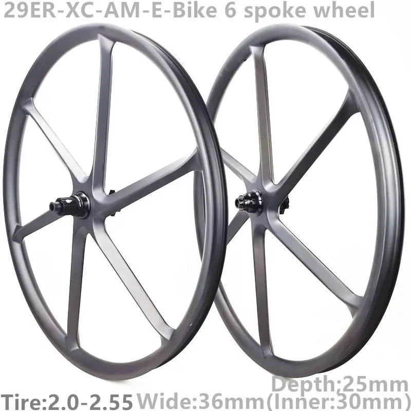 [CB29XM6S]29er Carbon 6 Spoke wheels Wide 36mm inner 30mm depth 25mm XC ...