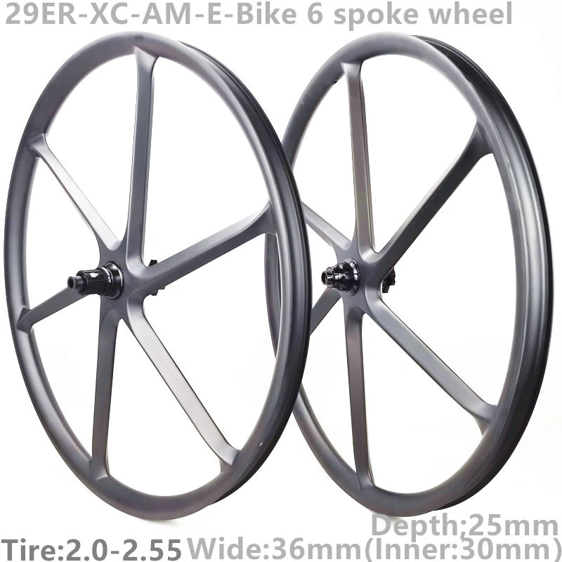 [CB29XM6S]29er Carbon 6 Spoke wheels Wide 36mm inner 30mm depth 25mm XC ...