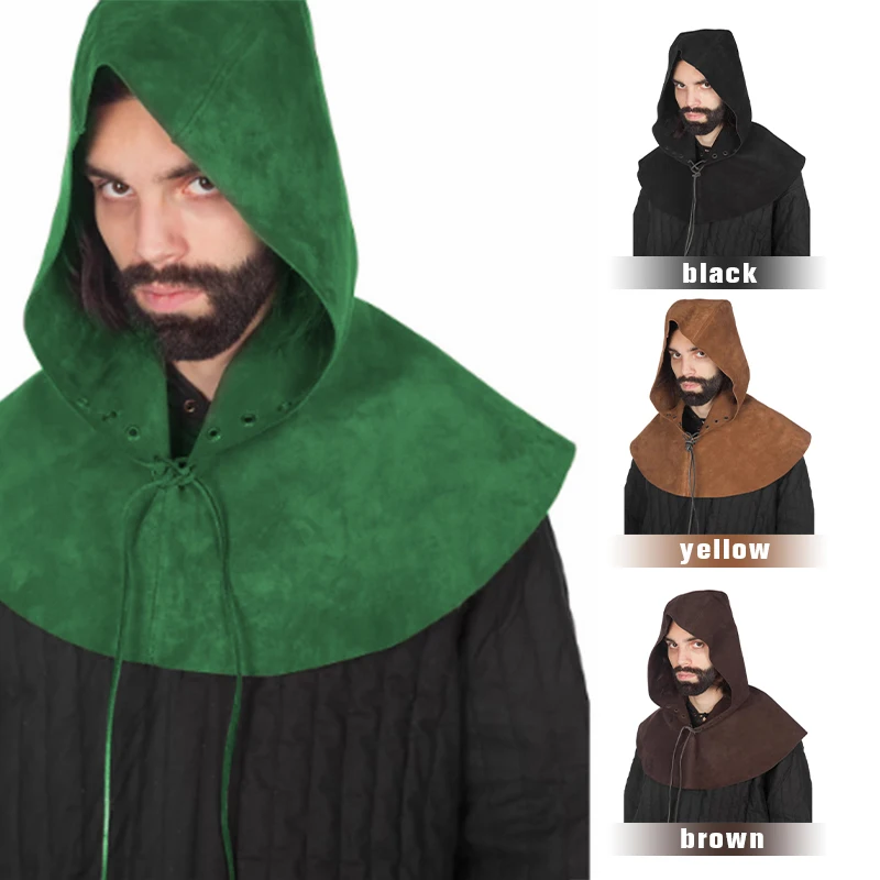 Medieval-Viking-Hooded-Cloak-PU-Leather-Cape-Men-Women-Gothic ...