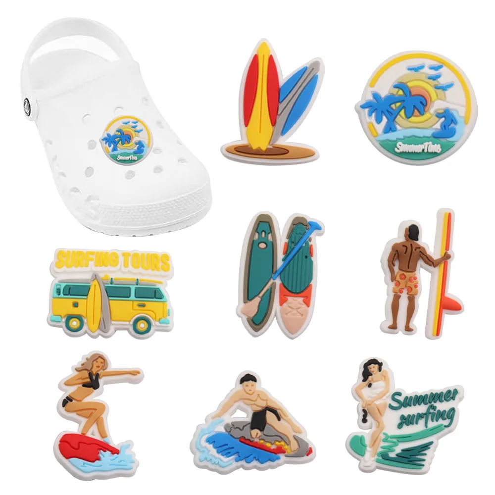 Single-Sale-1-9pcs-Shoe-Charms-Surfing-Surfboard-Sea-Swimming ...