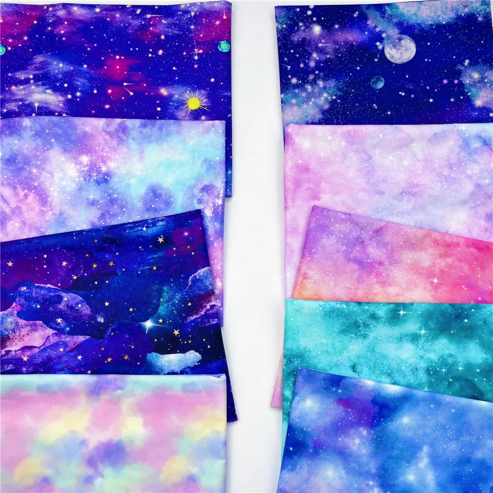the galaxy starry sky universe iridescent cloud dream Cotton fabric ...