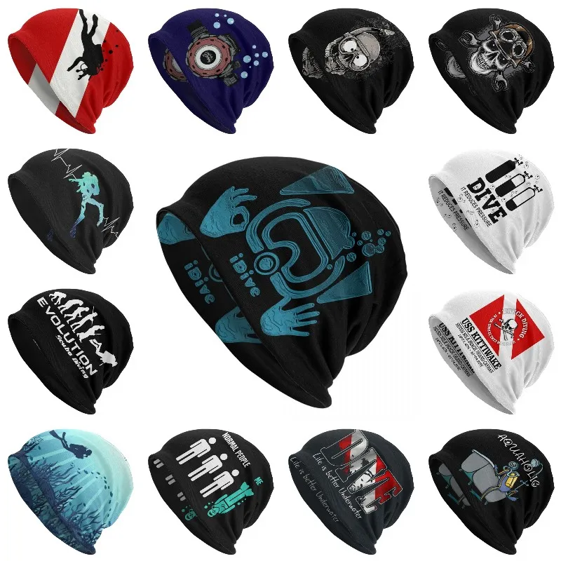 Scuba-Dive-Aqua-Blues-IDive-OK-Bonnet-Hats-Street-Knitted-Hat-For-Men ...