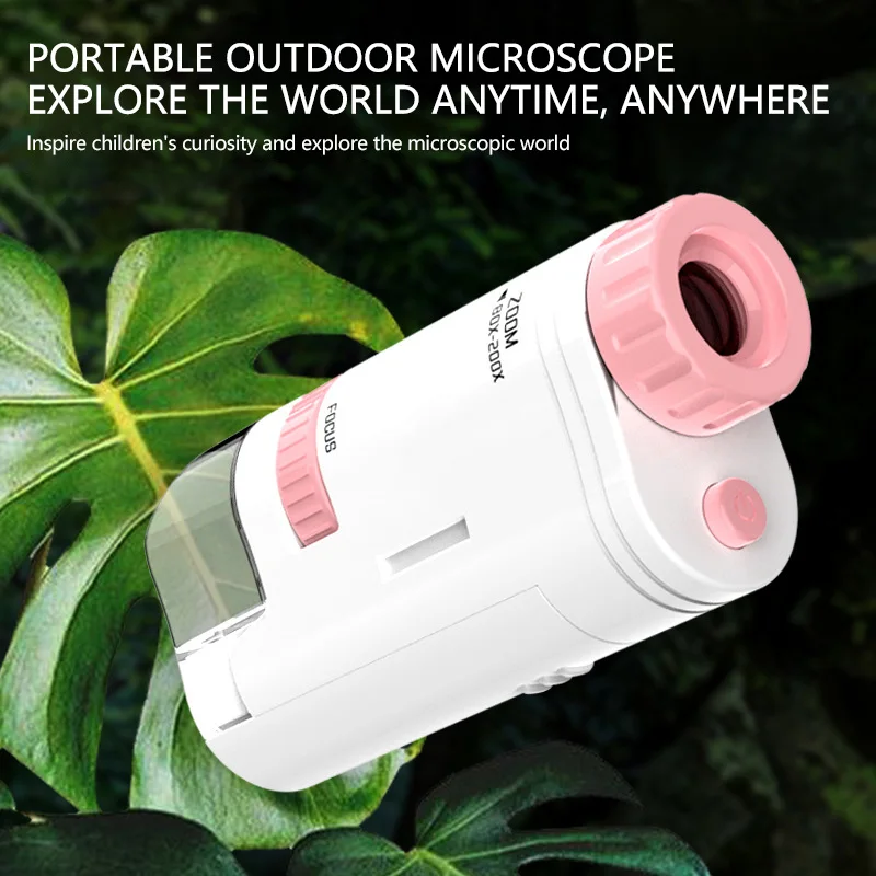 Portable-Mini-Pocket-Microscope-Kit-Toy-60-200X-Lab-Handheld-Microscope ...