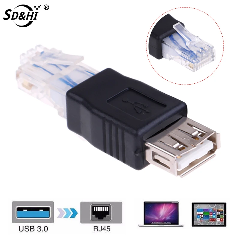 1Pc-Ethernet-RJ45-Male-To-USB-Female-Connector-Converter-Adapter-Usb-To ...