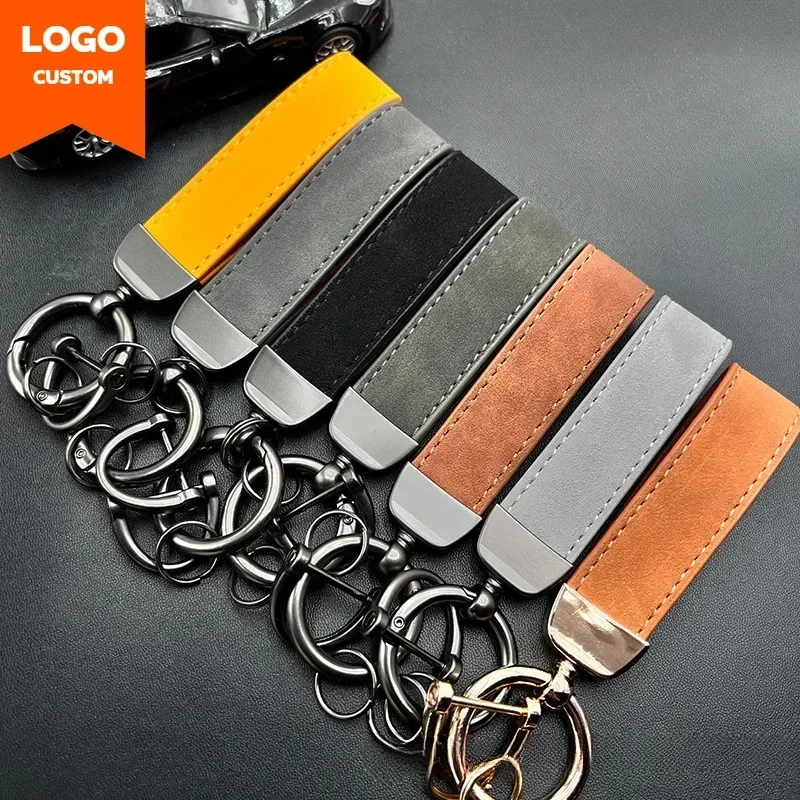 Laser-Custom-Crazy-Horse-Leather-Keychain-Engrave-Car-Logo-Key-Chain ...